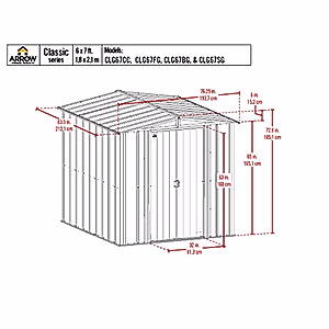 Arrow Classic Steel Storage Shed, 6x7, Blue Grey