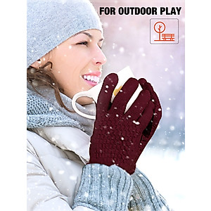 SATINIOR 6 Pair Women Winter Touch Screen Gloves Warm Fleece Lined Knit Gloves for Women(Black, Gray, Pink, Beige, White, Wine Red)