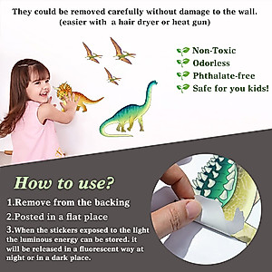 Marsway Glow in The Dark Dinosaurs Stickers Creative Luminous Wall Decor for Room Bedroom Birthday Christmas Gifts for Kids Girls Boys 12 Dinosaurs