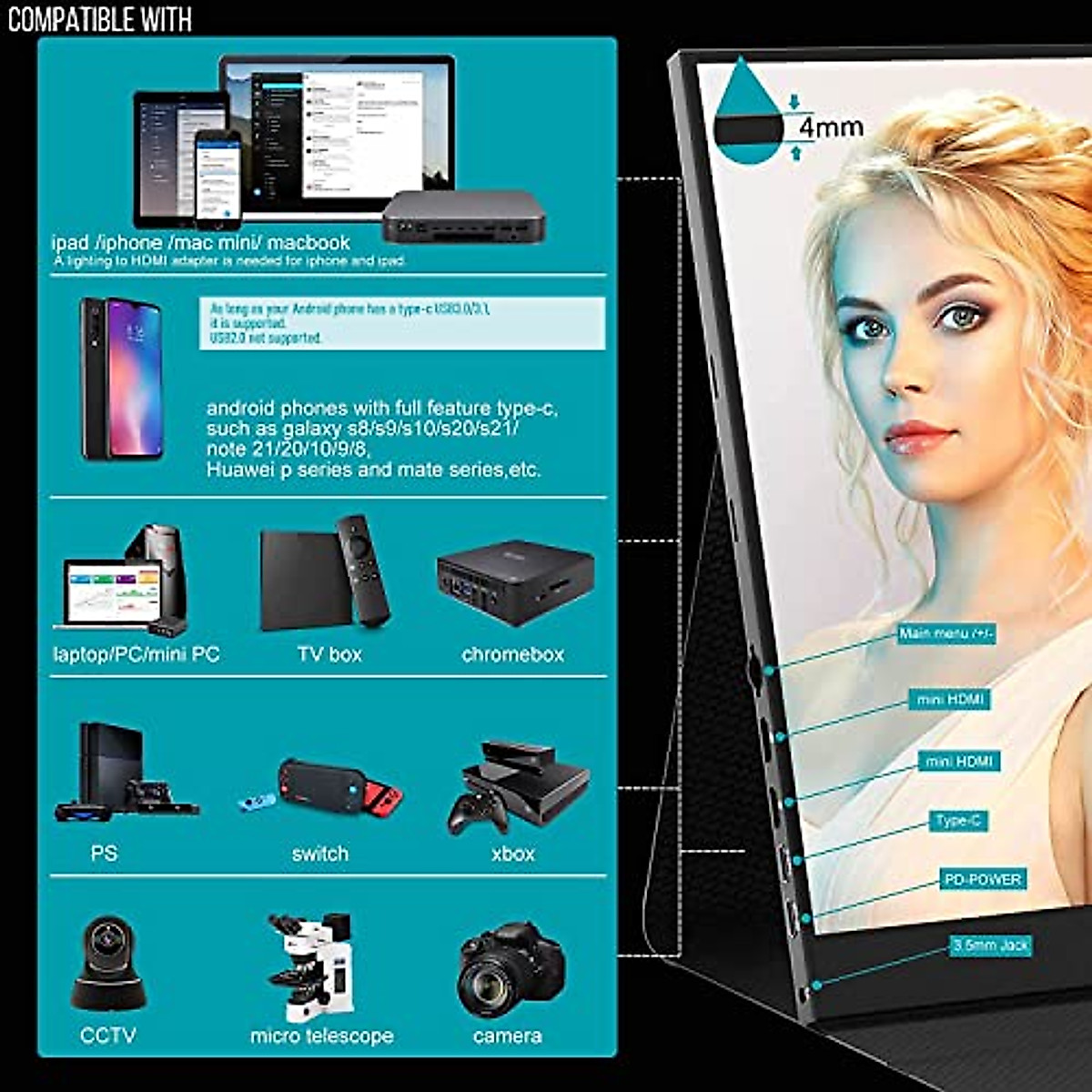 Bimawen 17.3 inch Portable Monitor + 17.3 inch 2K Ultra Slim Monitor