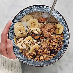 Houlu 60 oz Pho Bowls, Large Soup Bowl, Japanese Ramen Bowl Set, 8 inches Big Porcelain Bowls Set of 3, Wave Pattern