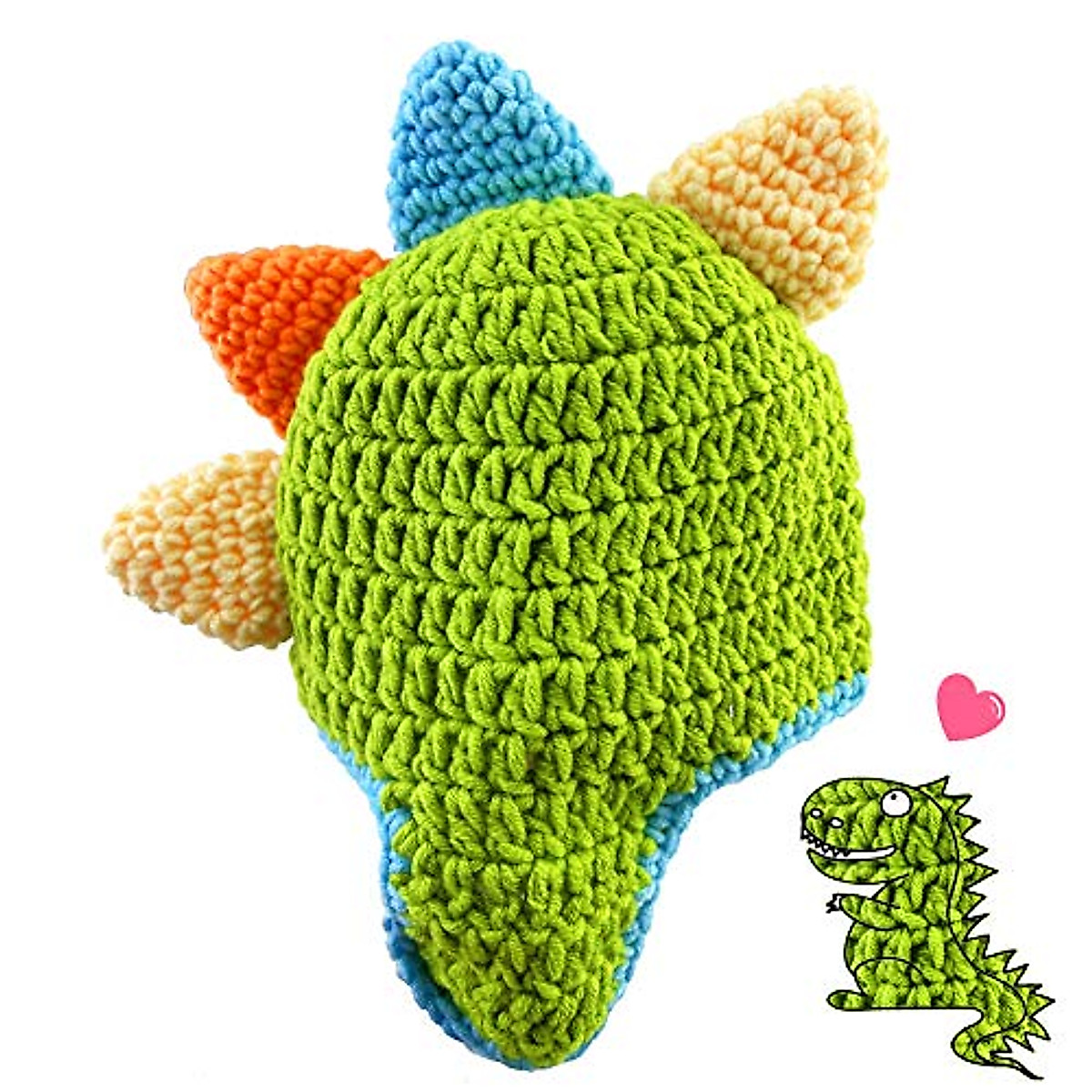 Newborn Green Dinosaur Costume Crochet Knitted Costume Hat Pants Photography Props Costume Set Newborn Photography Prop Dinosaur Christmas（0-12 Months）