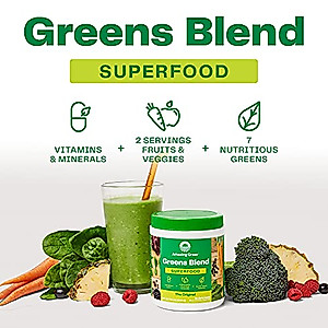 Amazing Grass Greens Blend Superfood: Super Greens Powder Smoothie Mix with Organic Spirulina, Chlorella, Beet Root Powder, Digestive Enzymes & Probiotics, Original, 60 Servings