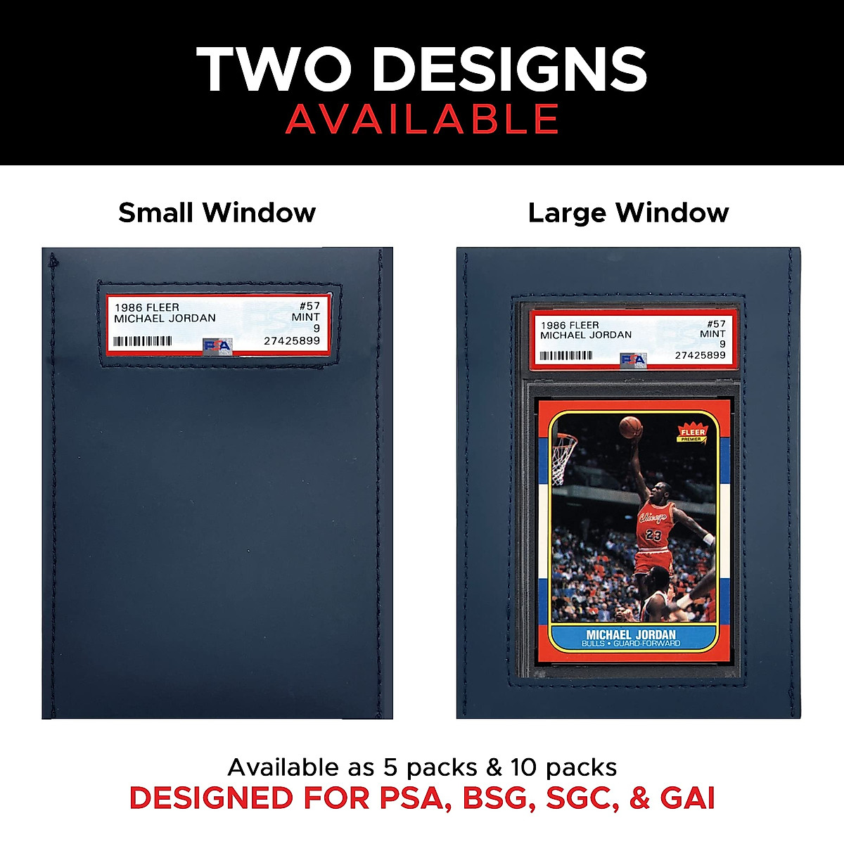 Cardkingpro - Graded Card UV Protection Sleeves Compatible with PSA, SGC, GAI, and BVG Cards, 10 Pack, Large Window