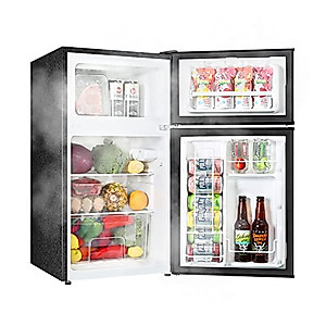 BANGSON Mini Fridge with Freezer, 3.2 Cu.Ft, Low Noise, Energy Saving, 5 Settings Temperature Adjustable, 2 Door Mini Fridge for Bedroom Office and Dorm, (Black)