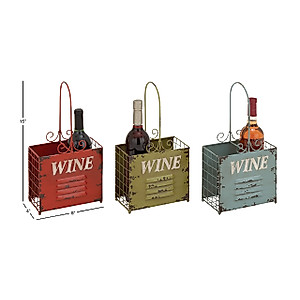 Deco 79 Metal wine Holder 3 Assorted, 8 by 15"