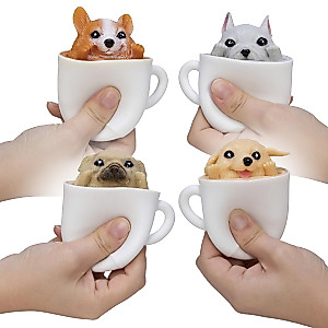 Schylling Pup in a Cup - Squeeze to Reveal Adorable Caffeine-Themed Companions - Style May Vary (Pack of 1)