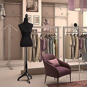 HCY Mannequin Torso Mannequin Stand Dress Form 60-67 Height Adjustable Maniquins Body Female, Displays Women for Sewing Wooden Tripod Base, Foam Body(Black) 15.75 x 25.6 x 67