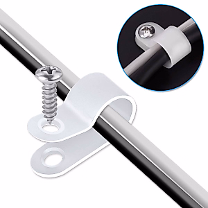 LOKMAN 50 Pack 1/4 Inch Rope Light P-Style Mounting Clips with Compatible Stainless Steel Pan Head Phillips Screws