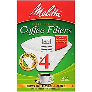 Melitta 4 Cone Coffee Filters, White, 40 Count (Pack of 12) 480 Total Filters Count - Packaging May Vary