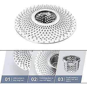 Drain Hair Catcher Bathtub Shower Drain, Hair Catcher Shower Drain, Bathroom Sink Hair Trap Strainer Drain Protector Chrome 1 Pack