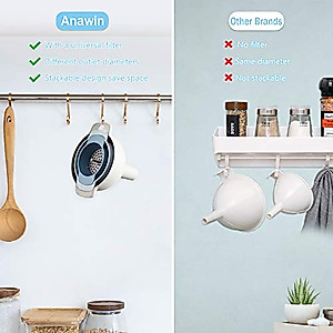 Kitchen Funnel with Strainer Filter,Funnel Set 3 Pack,2.3Inch,3.1 Inch,3.9 Inch, with 1Pack Removable Strainer, Funnels for Filling Bottles with Oil,Beer,Liquid,Food,Powder (4 in 1) (Blue)