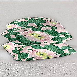 Cactus Floral Flower Satin Pillow Cases Silk Satin Pillowcase for Hair and Skin Standard Set of 2 Super Soft Silk Pillowcase with Envelope Closure (20x26 in)