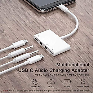 USB C to 3.5mm Headphone Audio Splitter, iPad Pro Aux Headphone Jack Splitter with PD 3.0 Fast Charging, TypeC to Dual Headphone Adapter Splitter for iPad Pro, Samsung Galaxy, Pixel