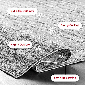 nuLOOM 2' x 12' Performance Indoor Area Rug, Non-Shed, Power Loomed High-Traffic Area Rug for Living Room, Bedroom, Home, Sherill Grey