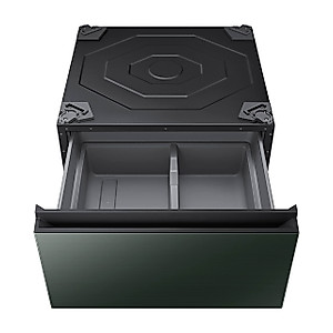SAMSUNG 27-Inch Bespoke Front Load Washer Dryer Pedestal Stand w/ Pull Out Laundry Storage Drawer, WE502NG, Forest Green