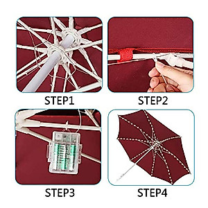 PULIVIA Patio Umbrella Lights Outdoor Strings Lights with 104 LEDs 8 Lighting Modes Remote Control, Battery Operated Waterproof Umbrella Lights 2022 Upgraded, Warm White Battery not Included