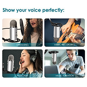 Blue Yeti Shock Mount, Alloy Shockmount Reduces Vibration Noise Matching Mic Boom Arm, Compatible for Blue Yeti and Yeti Pro Microphone by YOUSHARES