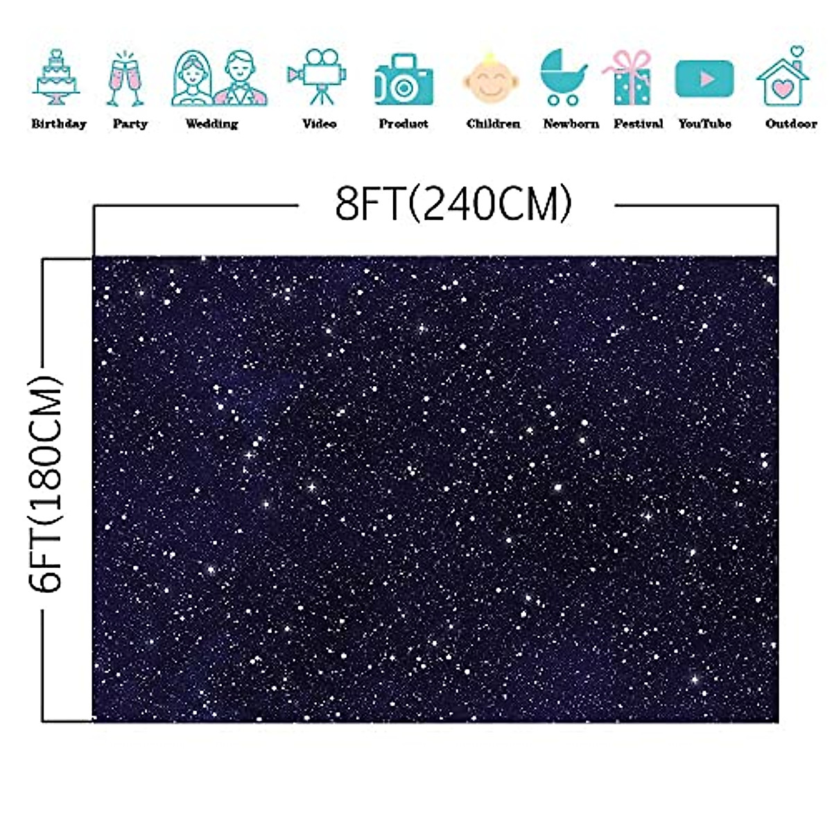 Night Sky Star Backdrops Universe Space Theme Starry Photography Backdrop Galaxy Stars Children Boy 1st Birthday Party Photo Background Newborn Baby Shower Banner Photo Studio Booth 8x6ft Vinyl