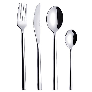 Annova Silverware Set 24 PCS Set Forged Premium Stainless Steel/Flatware - 6 x Dinner Forks, 6 x Dinner Knives, 6 x Dinner Spoons, 6 x Dessert Spoons - Service for 6