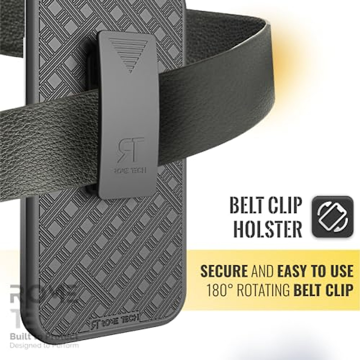 Rome Tech Holster Case with Belt Clip for Google Pixel 7 - GVU6C GQML3 - Slim Heavy Duty Shell Holster Combo - Rugged Phone Cover with Kickstand Compatible with Pixel 7 - Black