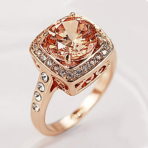 Acefeel Yellow Shinning Cubic Zirconia Topaz Rings For Women 18K Rose Gold Plated (Yellow, 12)