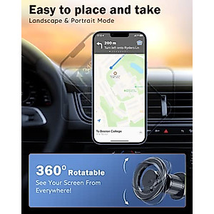EIOSUN Magnetic Car Mount Compatible with MagSafe Case and iPhone 13/14 Pro Max/iPhone 12 Pro Max Mini, 360° Rotatable Strong Magnet Dash & Air Vent Phone Holder