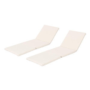 Christopher Knight Home Jamaica Outdoor Water Resistant Chaise Lounge Cushions, 2-Pcs Set, Cream