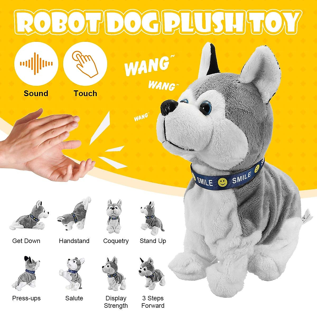 Liberty Imports Interactive Animated Walking Pet Electronic Dog Plush Sound Control Toy Puppy - Barks, Sits, Walks (Dog)