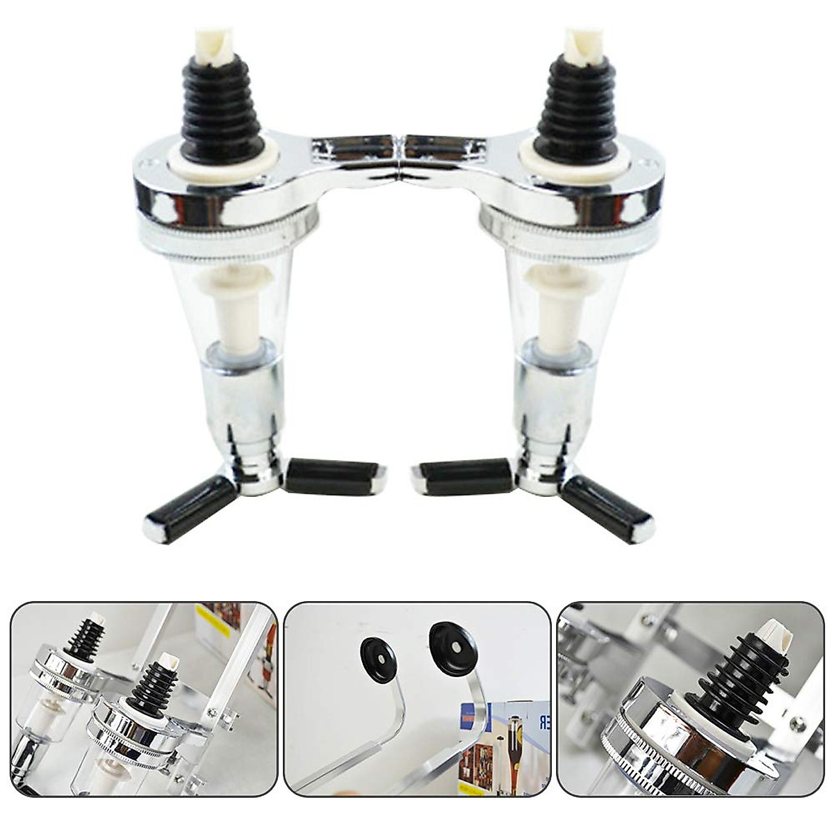 2-Bottle Liquor Dispenser,Aluminum Alloy Wall Mounted Liquor Dispenser Bracket Wine Spirits Liquor Dispenser Beverage Stand Revolving Nozzle Drinkware Set