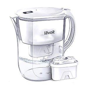 Levoit LV110WP Water Filter Pitcher for Tap and Drinking Water with 1 Standard Filter, Lasts 2 Months, 10 Cups Capacity, BPA Free, White