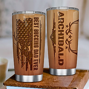 wowcugi Custom Hunting Tumbler Best Bucking Dad 20oz 30oz Dad Tumbler Coffee Travel Mug Hunter Gifts For Men Hunters Gift For Fathers Day Birthday Present