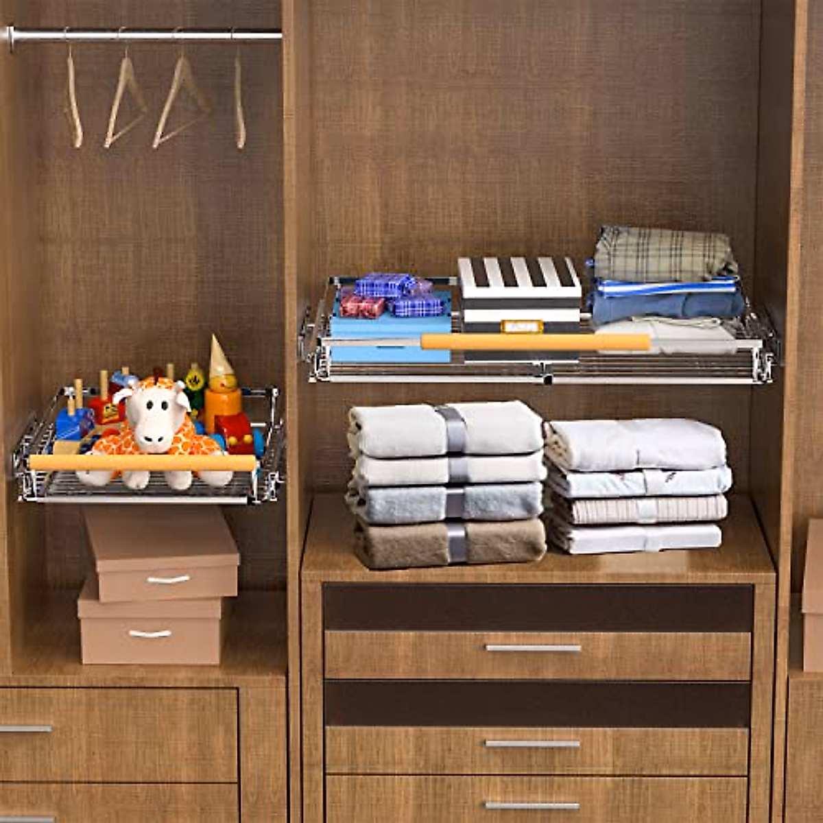 2Pack Expandable Pull Out Drawers for Kitchen Cabinets, Heavy Duty Cabinet Pull Out Shelves, 16.3~26.3"W x 17"D Adjustable Width Pull Out Cabinet Organizer for Home Kitchen Pantry Cupboard (2Pack)