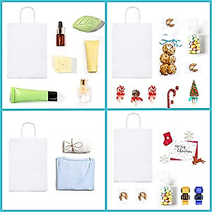 GSSUSA Kraft Paper Gift Bags 5.25x3.75x8 Paper Bags with Handles, White (20 Pcs), Bulk Kraft Gift Bag for Shopping, Craft, Grocery, Party, Retail, Lunch, Business, Wedding, Merchandise, Boutique