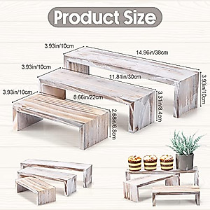 Set of 3 Wood Cake Display Riser Stands Rustic Cupcake Stand Vintage Dessert Donut Stand White Wooden Cake Stands Food Display Stands for Party Food Service Display Risers for Wedding Table Craft