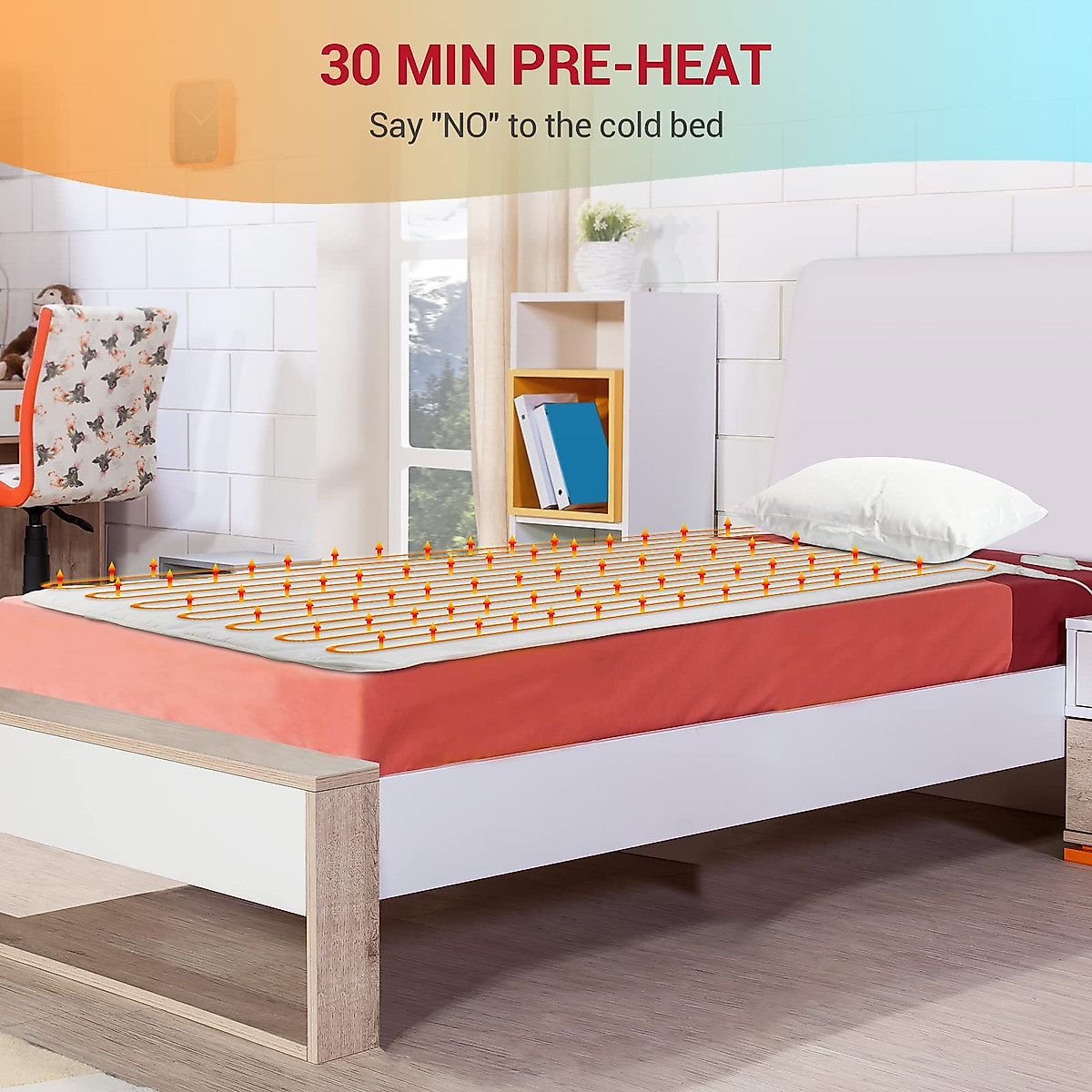 Comfytemp Heated Mattress Pad Mini Twin Size 31"x55", Single Controller Quilted Electric Mattress Pads with 7-Layer Comfort Structure, 3 Heat Settings & 10 Hours Auto Shut Off, Machine Washable