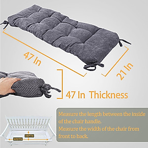 Big Hippo Bench Cushions Indoor/Outdoor Patio Bench Cushions Non-Slip Bench Seat Cushion for Lounger Garden Furniture Patio Lounger Bench Swing 51" x 19", Grey