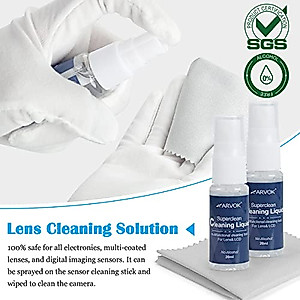 ARVOK Professional Camera Cleaning Kit(32 pcs), Including Air Blower/Cleaning Pen/Cleaning Spray/Cleaning Cloth/Lens Brush, Lens Cleaning Kit for DSLR Cameras Compatible with Canon, Nikon, Sony