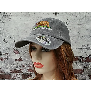 Hepandy California Bear Baseball Hat for Women Men Kids, Washed Dark Gray Cali State Flag Embroidery Snapback Hat Unisex Dad Hat Trucker Hats