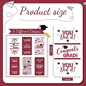 Graduation Decoration Label Sticker Congrats Mini Candy Bar Wrapper Class of Party Supplies for High School College Nursing Grad Celebration, Candy Not Included (Maroon and White 2023, 90 Pcs)