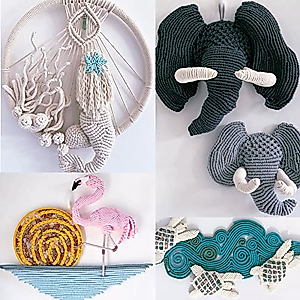 XKDOUS Macrame Cord 3mm x 220Yards, Natural Cotton Macrame Rope, Cotton Cord for Wall Hanging, Plant Hangers, Crafts, Knitting, Decorative Projects, Soft Undyed Cotton Rope