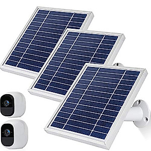 iTODOS Solar Panel Works for Arlo Pro and Arlo Pro2 Camera ,11.8feet Power Cable and Adjustable Mount (3 Pack,Silver)