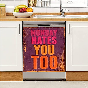 Dishwasher Magnet Cover Vintage Typography with Grunge Effects Can be Used as a Poster or Magnetic Refrigerator Stickers Decorative Appliance Cover Fridge Panels Metal Door Garage 23"Wx26"H