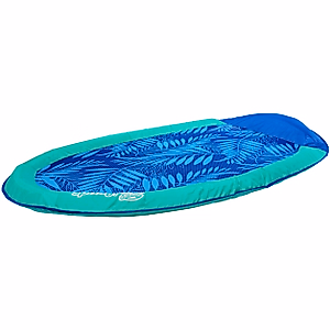 SwimWays Spring Float Original Pool Lounge Chair with Hyper-Flate Valve, Teal Palm