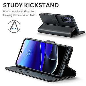 FLIPALM for Moto G Stylus 5G 2022 Wallet Case with RFID Blocking Credit Card Holder, PU Leather Folio Flip Kickstand Shockproof Cover Women Men for Motorola Moto G Stylus 5G 2022 Phone case(Black)