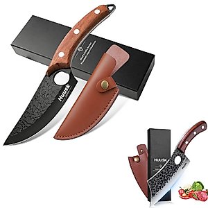 Huusk Collectible Knives - Upgraded Chef Knife & Meat Knife with Leather Sheath and Gift Box…