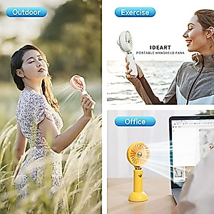 iDEART Portable Handheld Fan, Battery Operated Rechargeable Personal Fan, 3 Speed Personal Desk Table Fan with Base, for Outdoor Activities, Summer Gift for Men Women