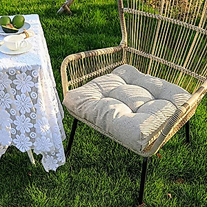 Faible Poisson Outdoor Chair Cushions Set of 2, Patio Furniture Floor Cushions, 21 x 21 Inch Square Seat Back Tufted Cushion, Dining Chairs Pads, Yellow Green