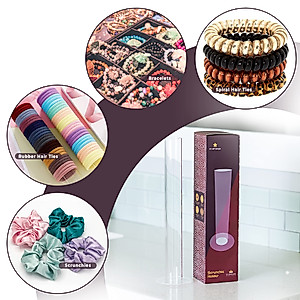 Kingdom Décor Scrunchie Holder Stand, Acrylic Scrunchy Display, 12 Inch Clear Hair Tie Accessories Organizer, Teen Girl Bracelet Organizers, Cute Room Decor for Teen Girls, VSCO Stuff