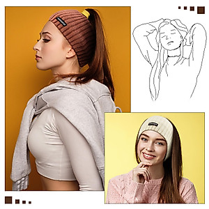 4 Pieces Knit Headbands Winter Ear Warmers Crochet Knit Headbands Elastic Turban Head Wraps Chic Hair Scrunchies Headbands for Women Girls